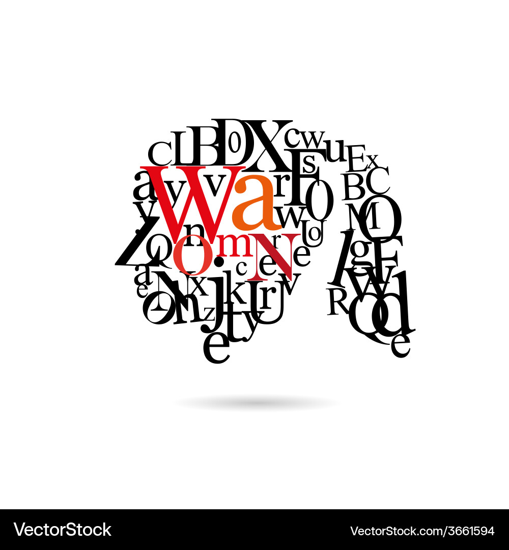 Typography woman silhouette Royalty Free Vector Image