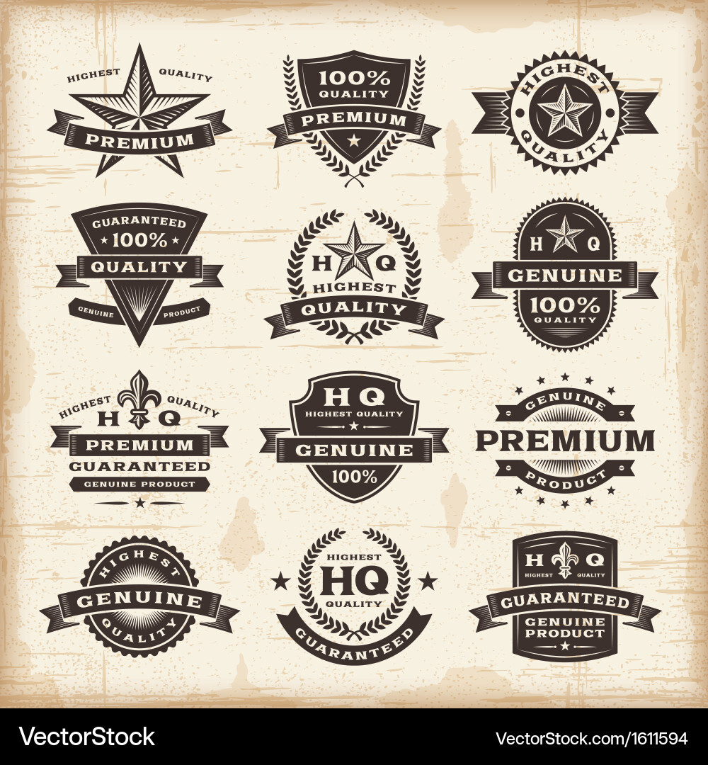 Vintage premium quality labels set Royalty Free Vector Image