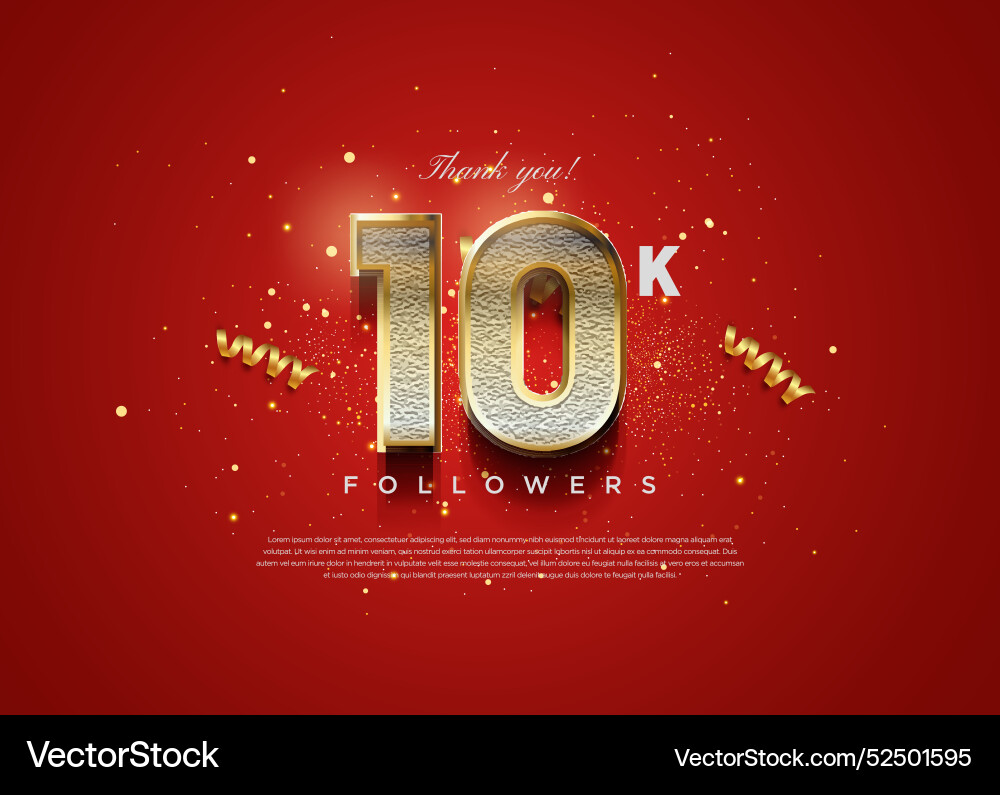 10k followers celebration with numbers Royalty Free Vector
