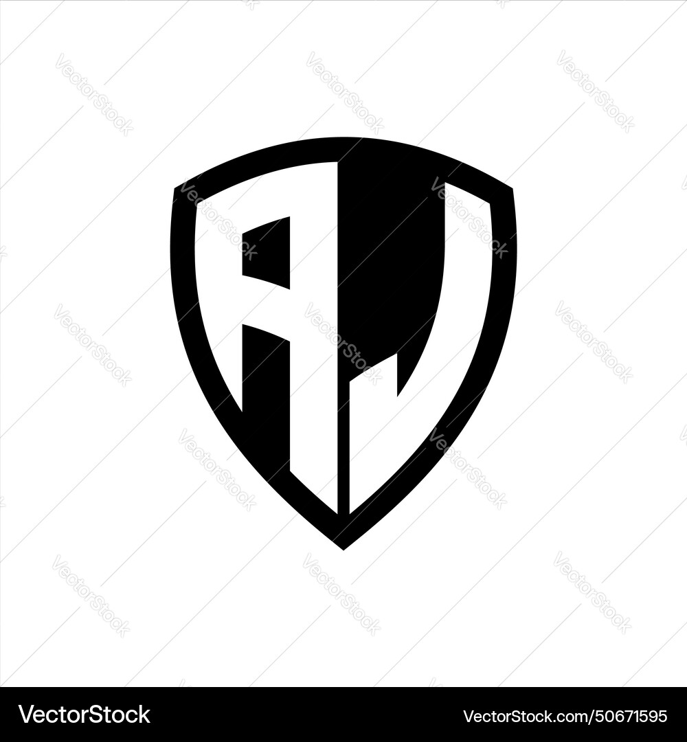 Aj monogram logo with bold letters shield shape Vector Image