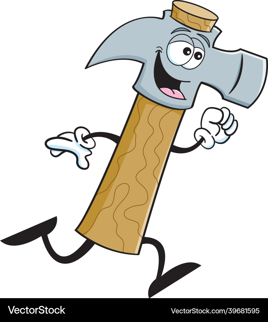 Cartoon smiling hammer running Royalty Free Vector Image