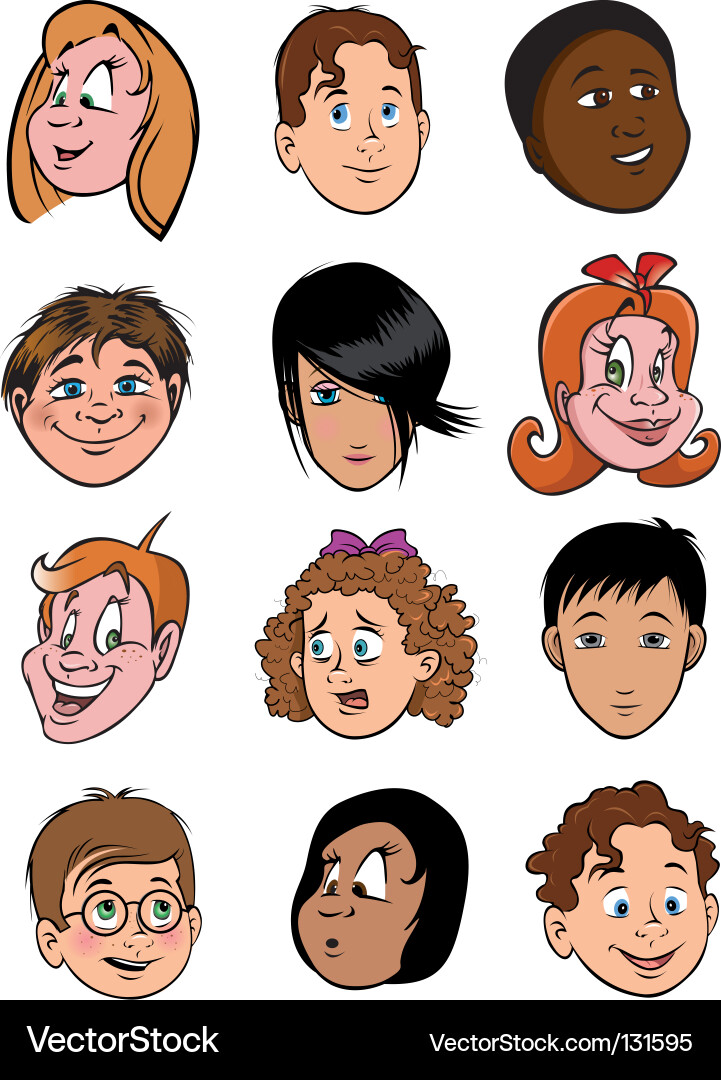 Diverse Kids Faces Collection Royalty Free Vector Image