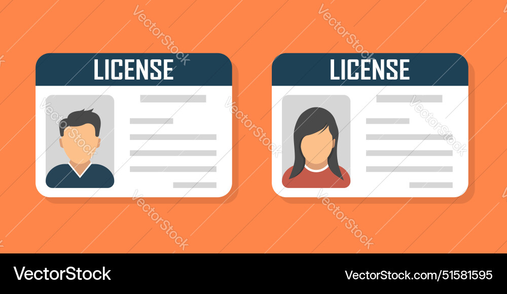 Driver license icon in flat style identification Vector Image