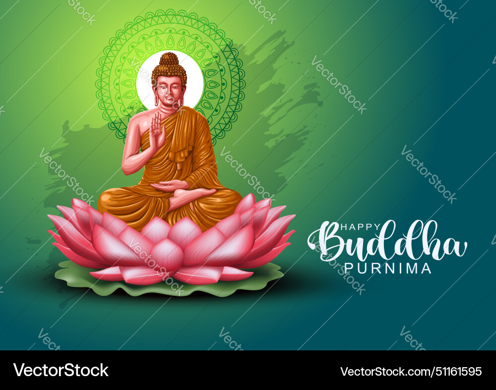 Happy vesak day buddha purnima wishes greetings Vector Image