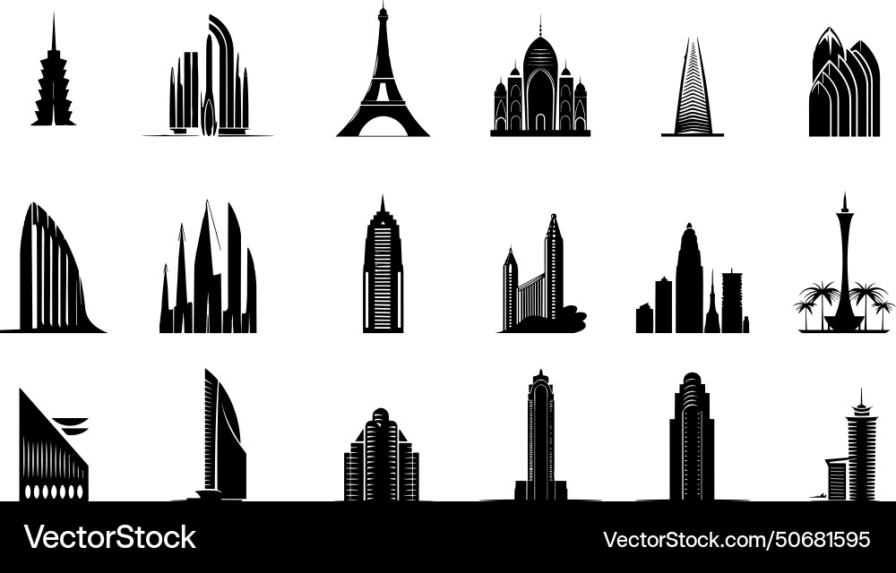 Logos of famous architectural objects Royalty Free Vector