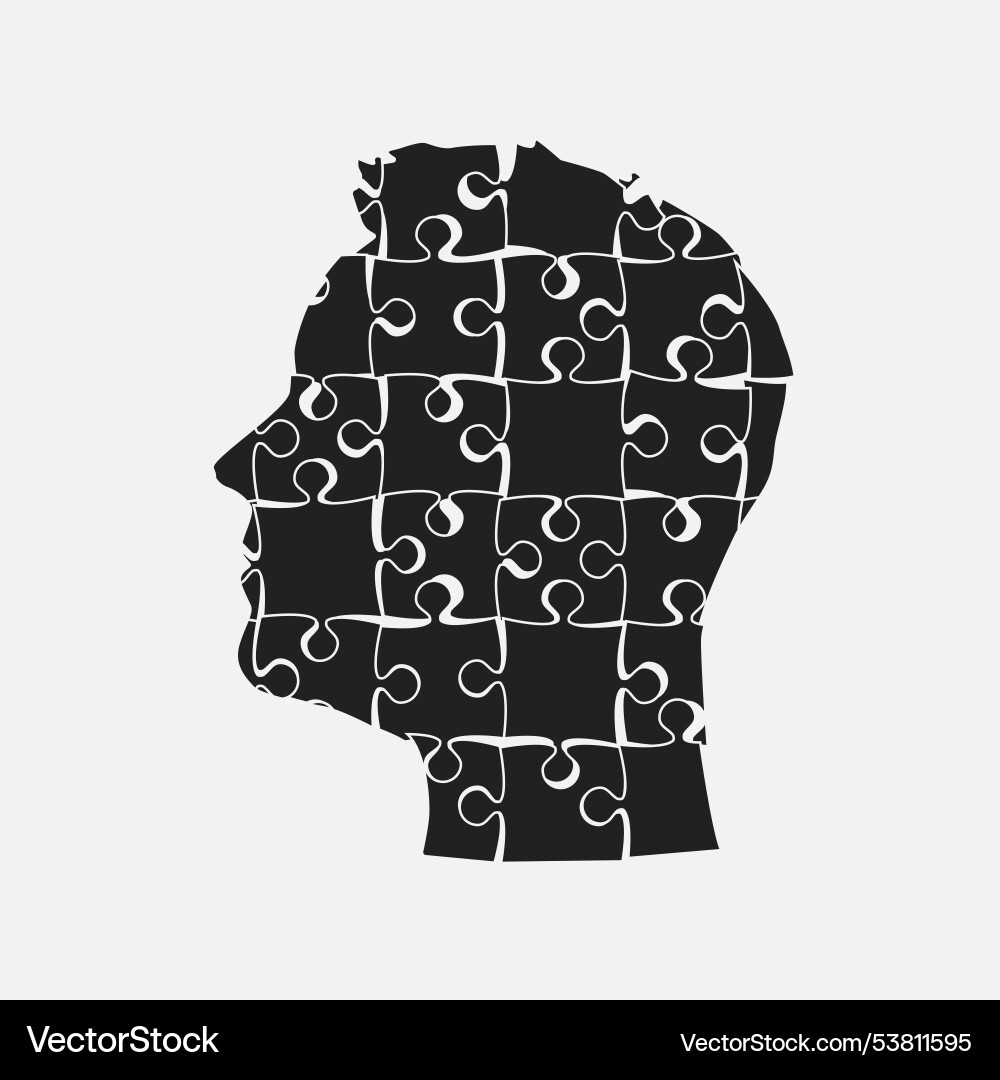 Male head made from puzzle pieces mind jigsaw Vector Image