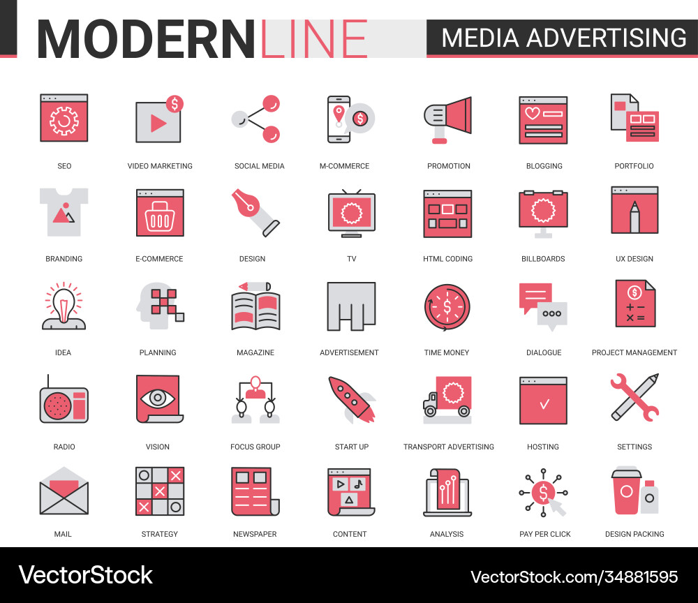 Media advertising flat icon Royalty Free Vector Image