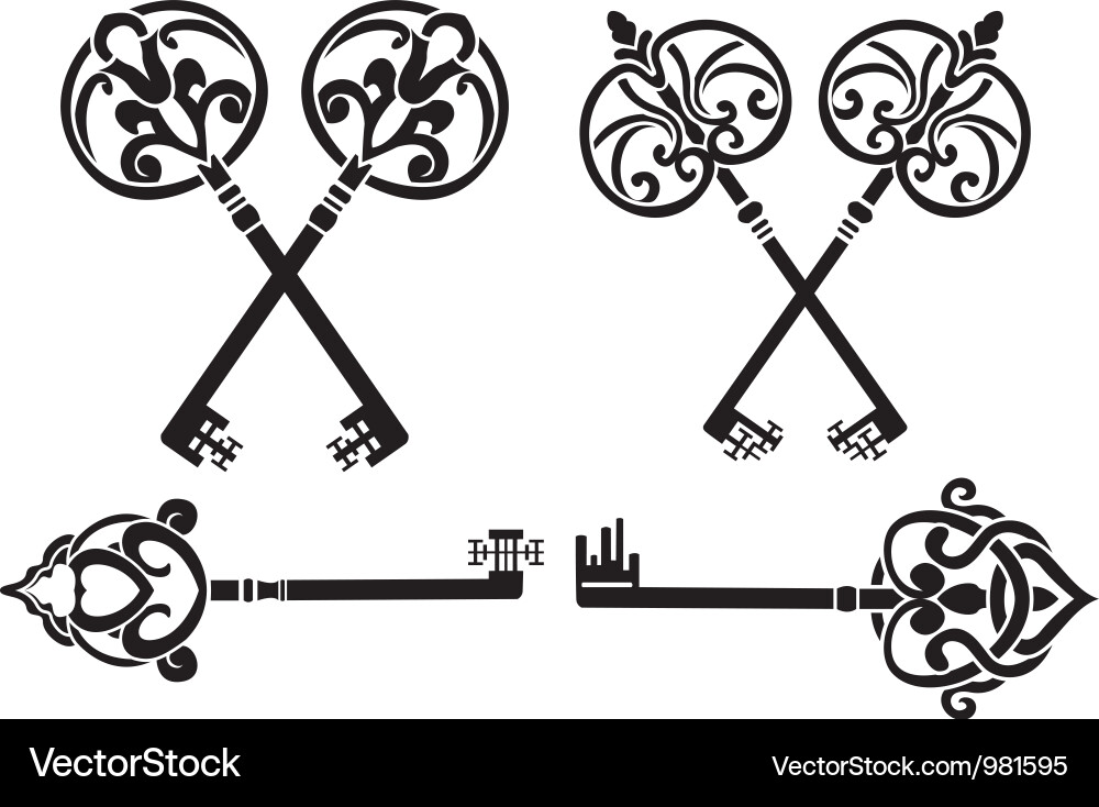 Ornate Antique Keys Royalty Free Vector Image - VectorStock