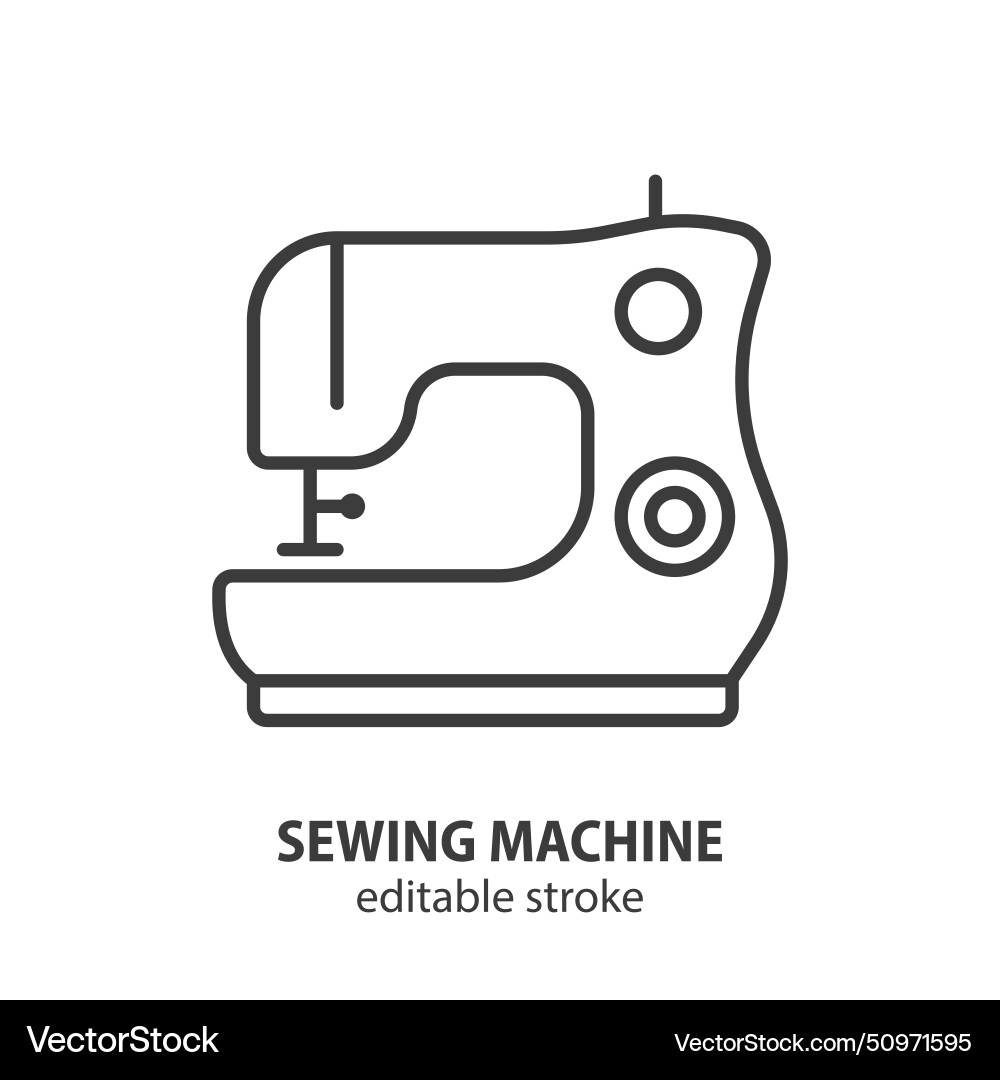 Sewing machine line icon tailor equipment outline Vector Image