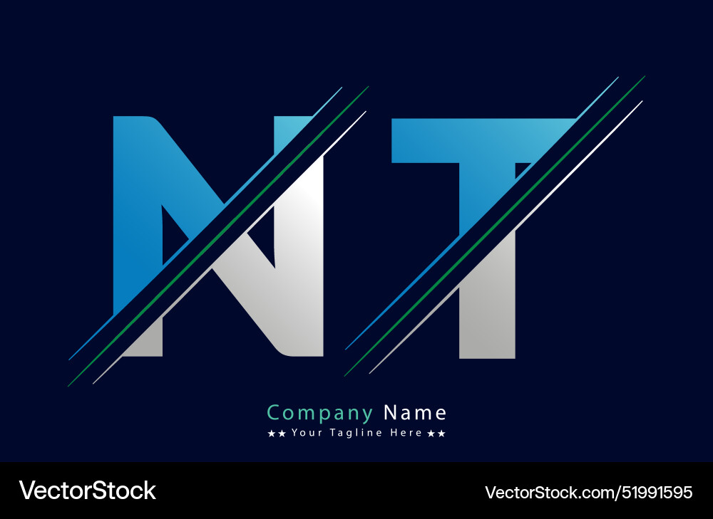 Unique nt letter logo icon template Royalty Free Vector