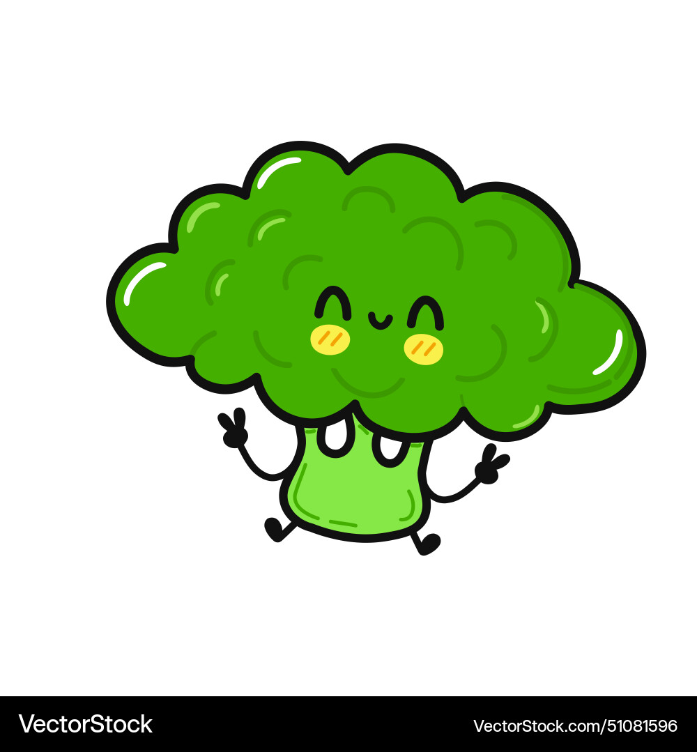 Angry broccoli character hand drawn cartoon Vector Image