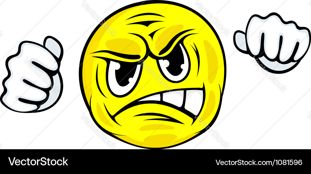 Angry face icon with hands in cartoon style Vector Image