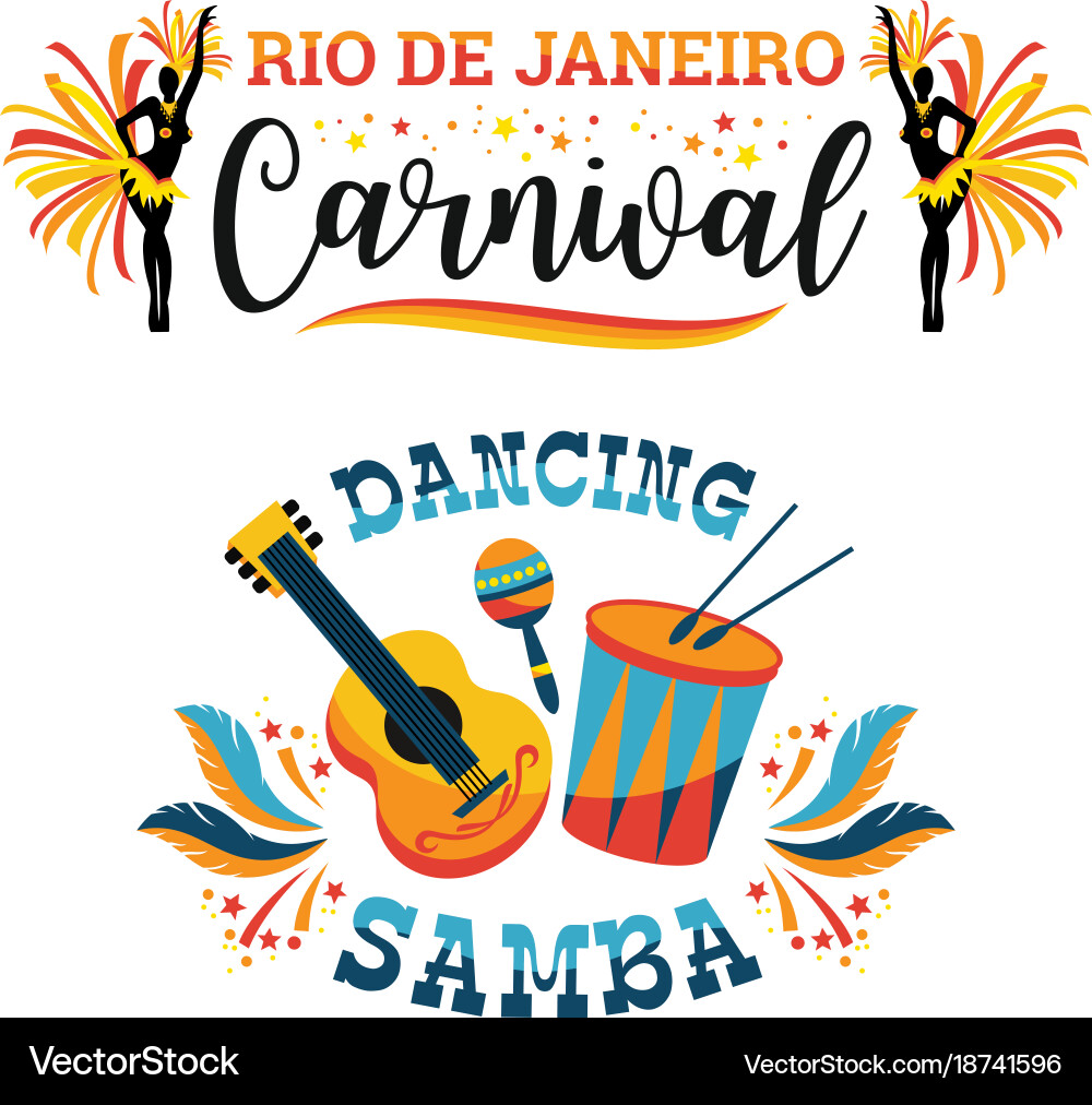 Brazilian carnival big set of emblems Royalty Free Vector