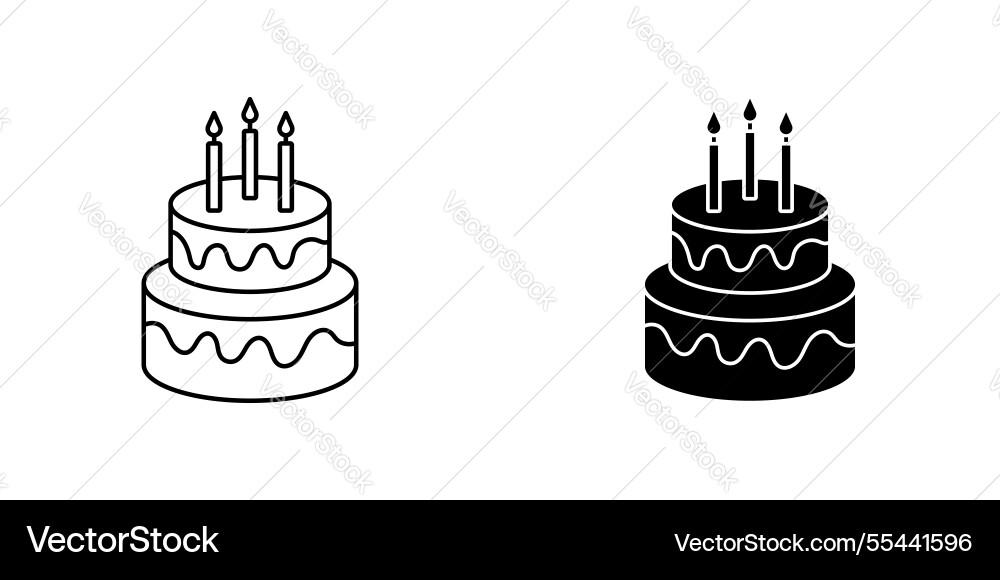 Cake birthday icon symbol collection on white Vector Image