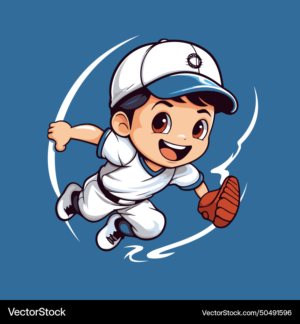 Cute baseball player cartoon character isolated Vector Image