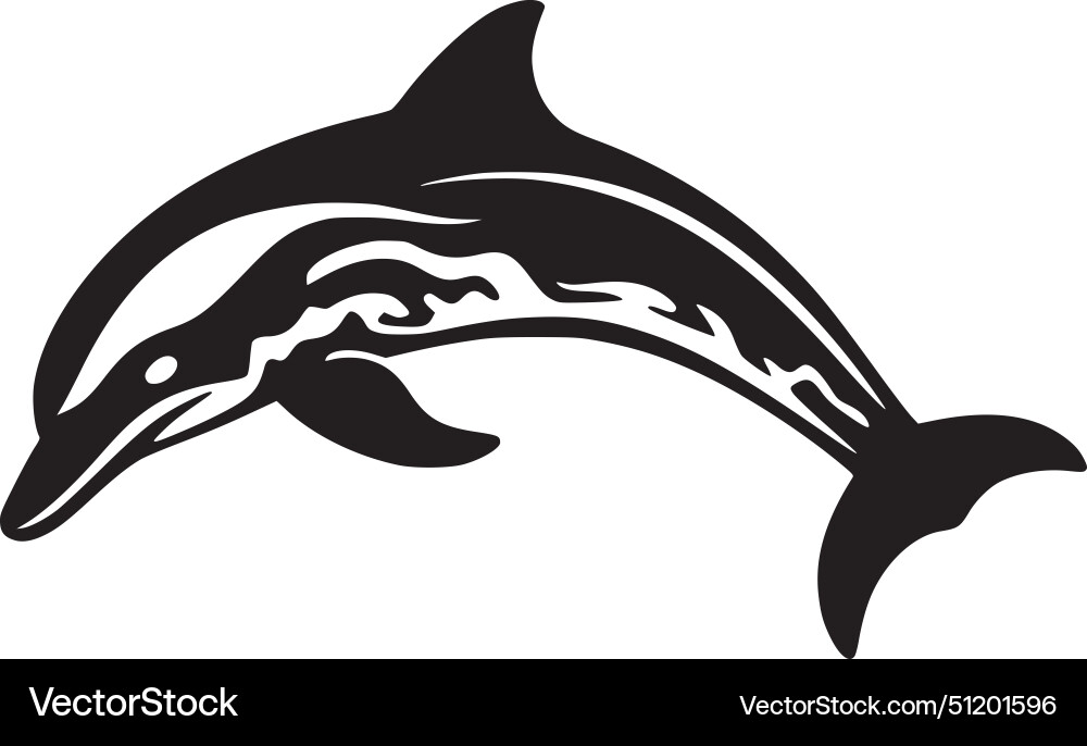Dolphin - black and white Royalty Free Vector Image