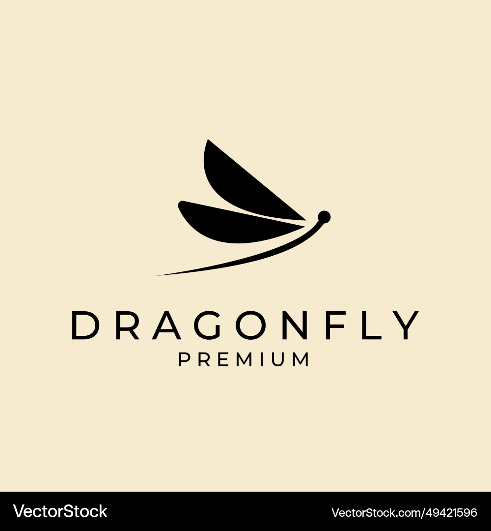 Dragonfly logo minimalist Royalty Free Vector Image