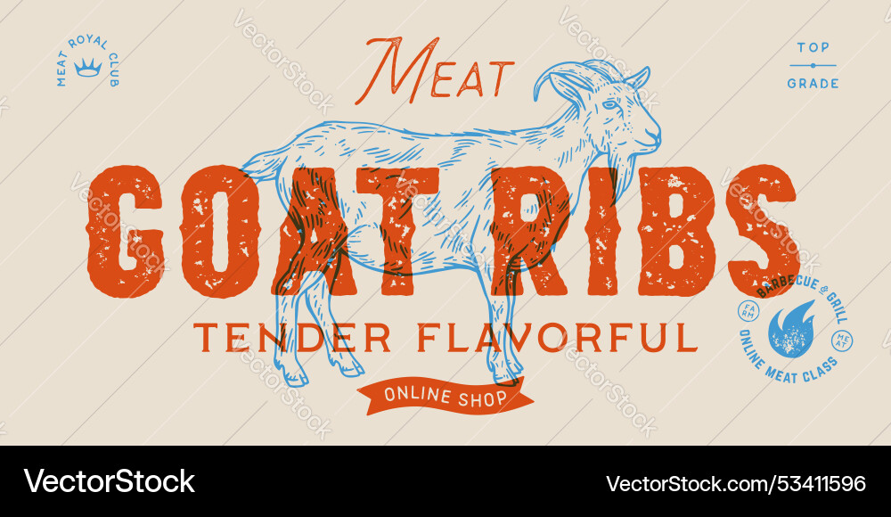 Goat label template tag vintage print Royalty Free Vector