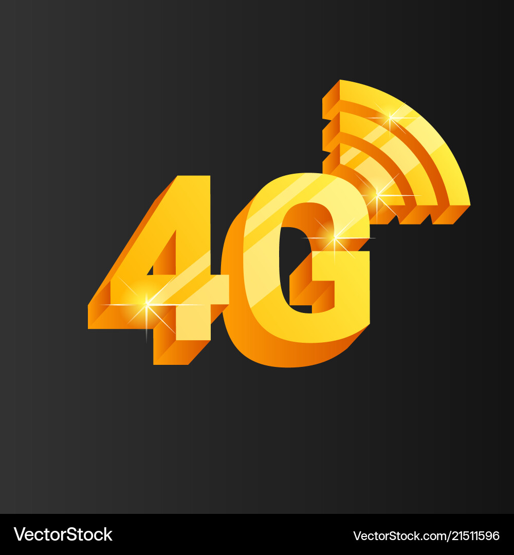 Golden 4g connection icon Royalty Free Vector Image