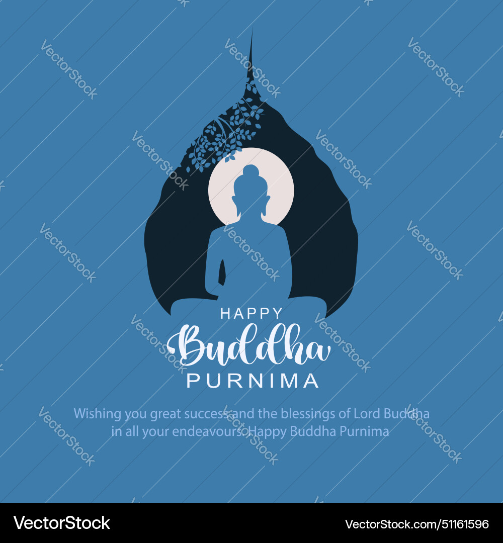 Happy vesak day buddha purnima wishes greetings Vector Image