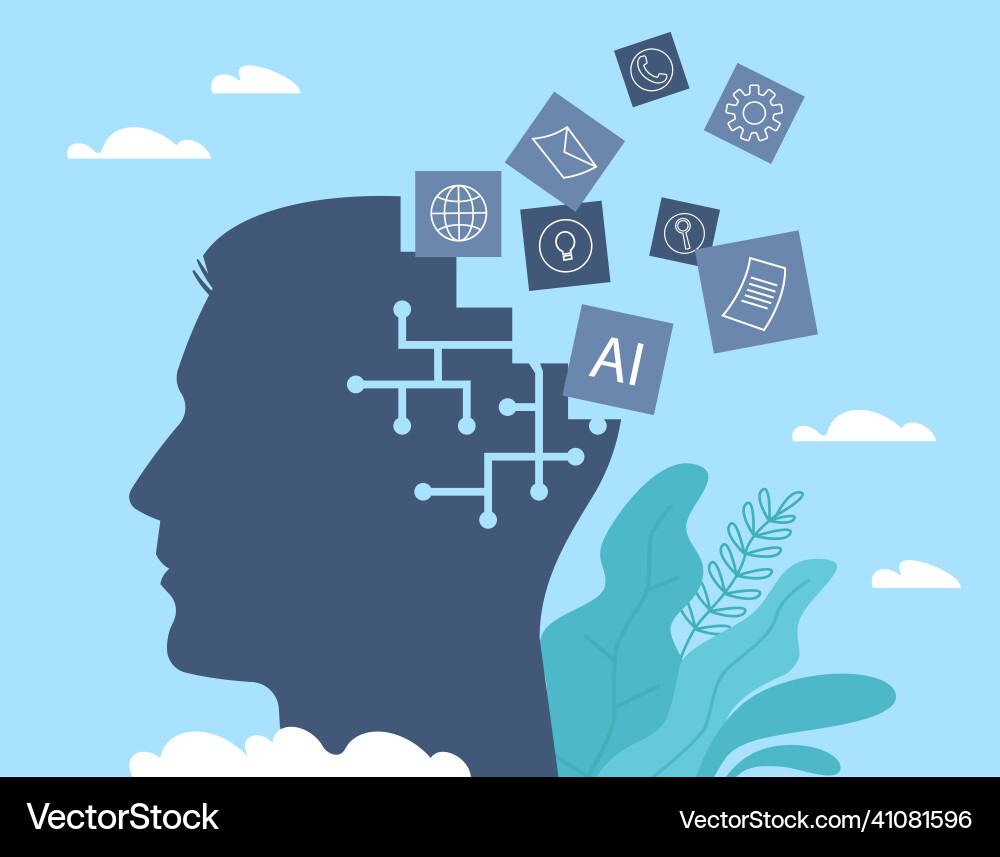 Human intelligence head silhouette Royalty Free Vector Image