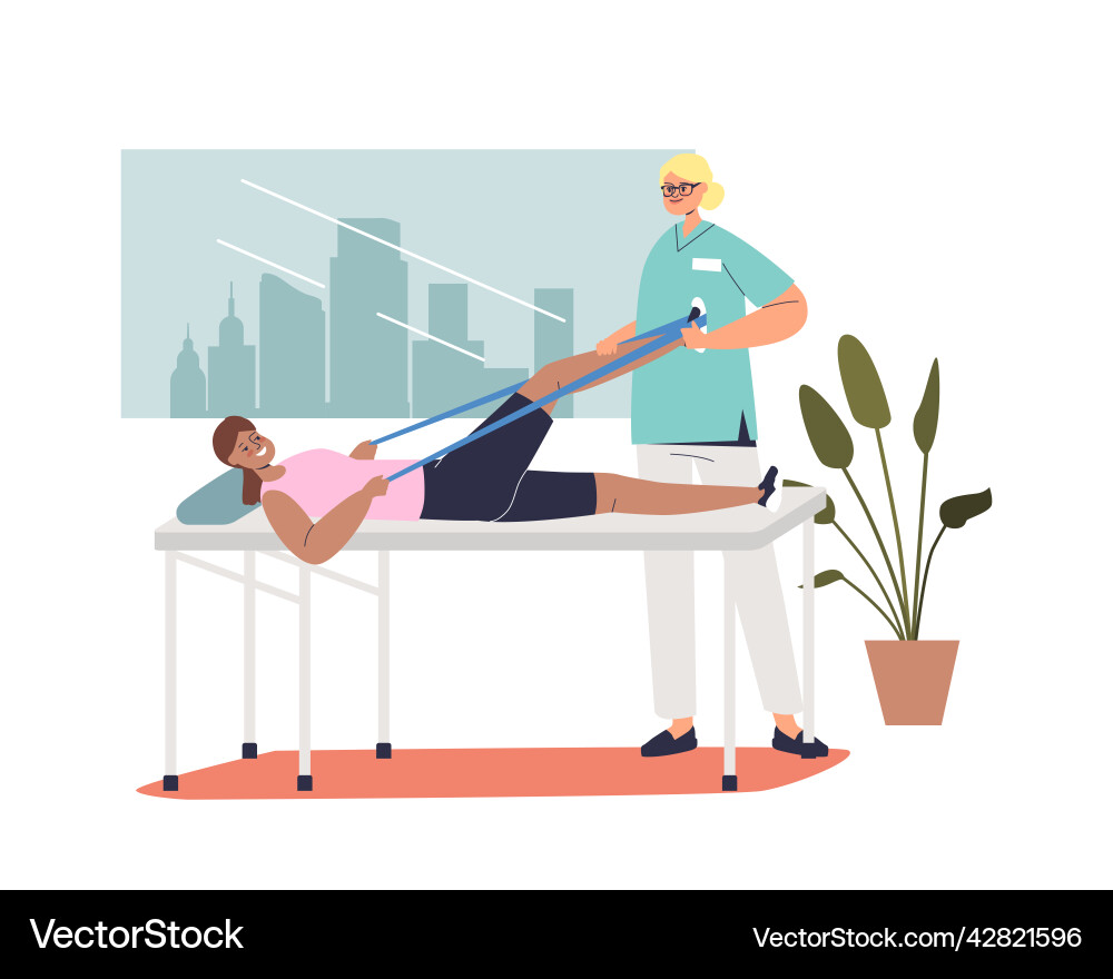 Patient at physical rehabilitation Royalty Free Vector Image