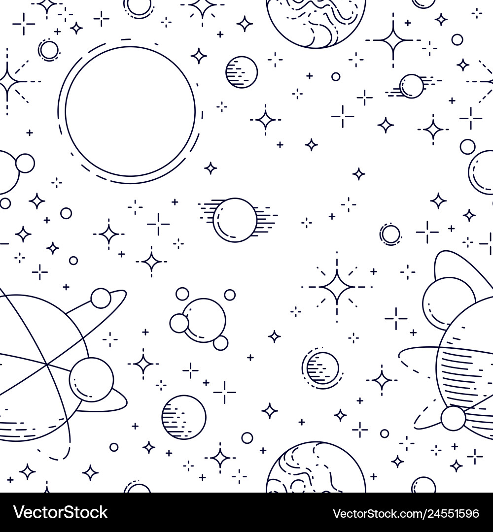 Seamless space background with planets stars Vector Image