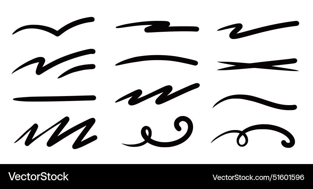 Squiggle brush scribble underline marker pen Vector Image