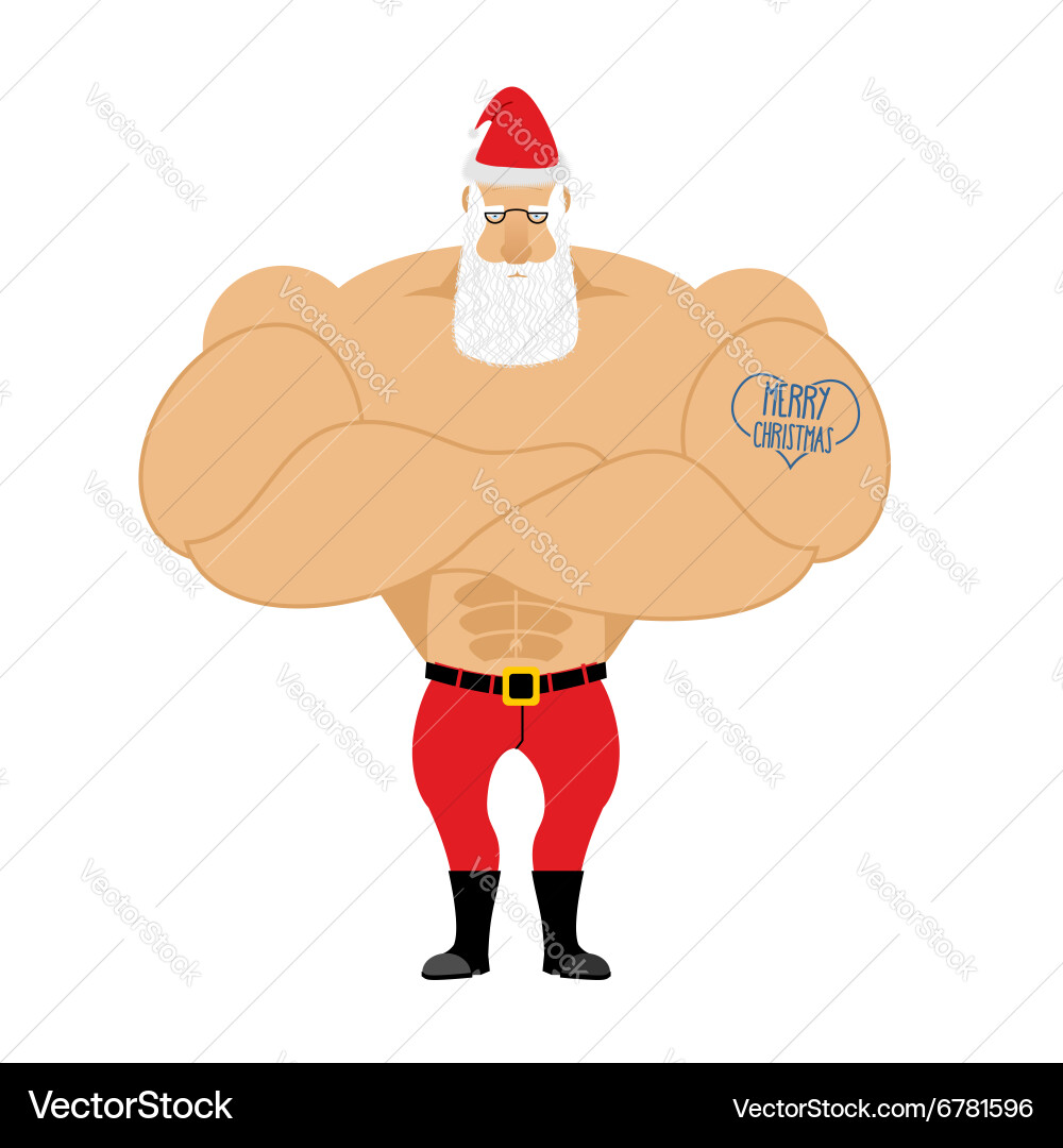 Strong santa claus with big muscles old Royalty Free Vector