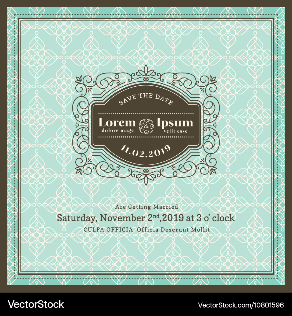 Vintage wedding invitation border and frame Vector Image