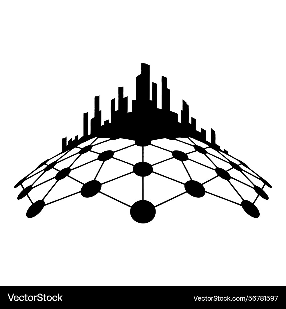Blockchain node network silhouette Royalty Free Vector Image