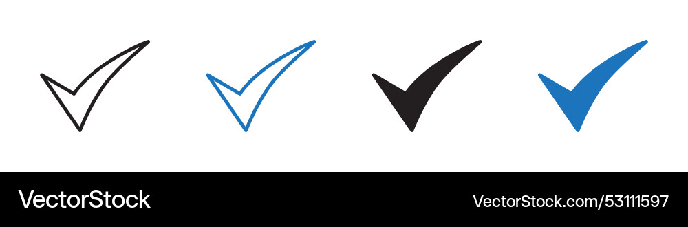 Check mark icon set outline Royalty Free Vector Image