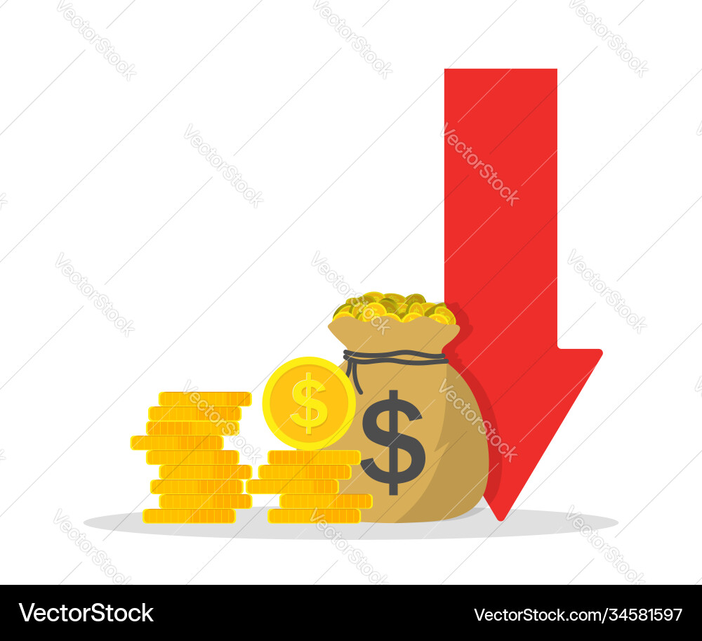Cost low and loss decrease revenue crisis Vector Image