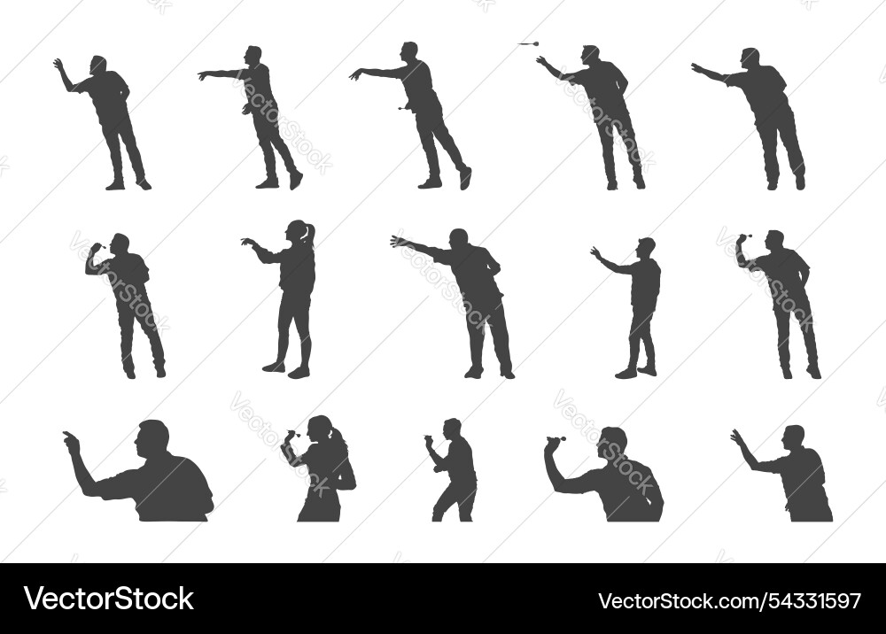 Dart players svg silhouette Royalty Free Vector Image