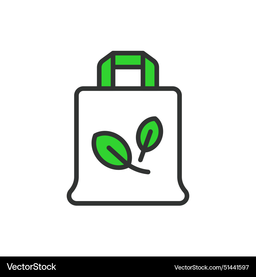 Eco bag in line design green reusable Royalty Free Vector