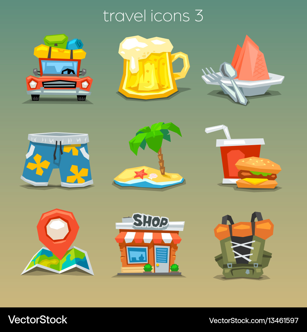Funny travel icons-set 3 Royalty Free Vector Image