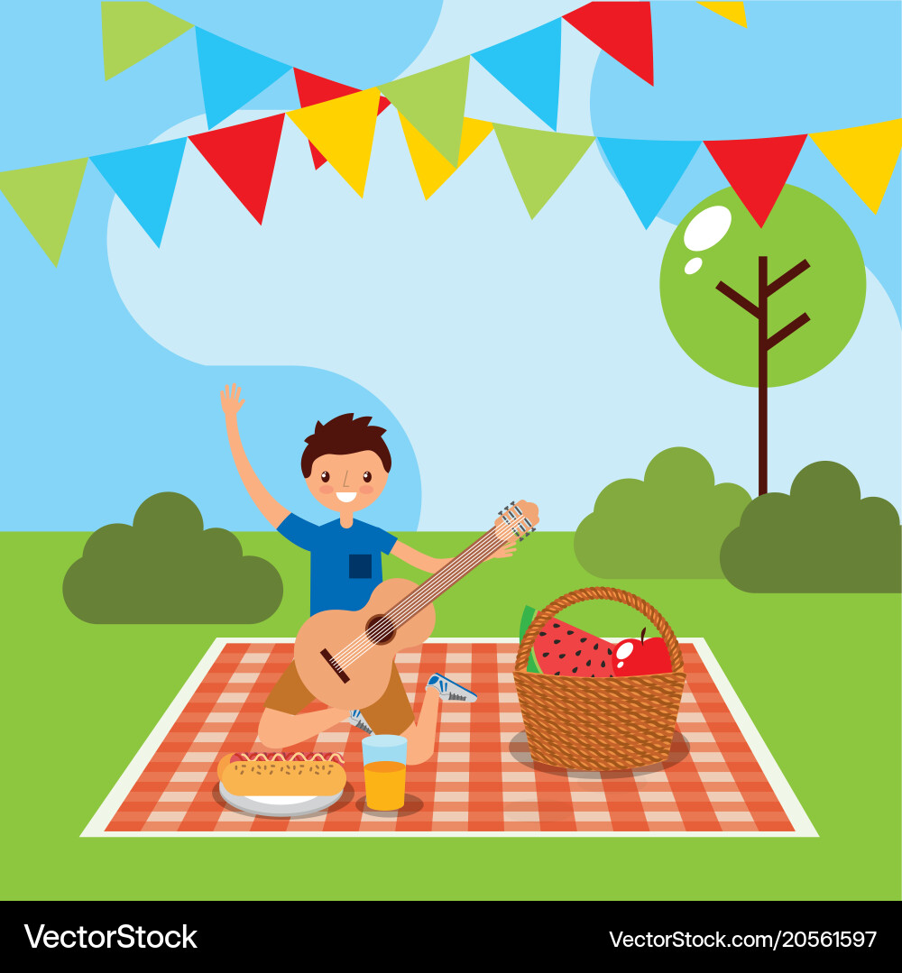 Happy people picnic Royalty Free Vector Image - VectorStock