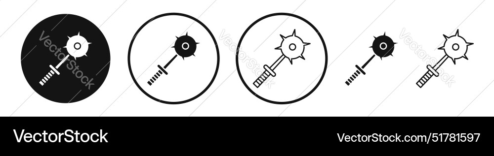 Mace icon set black filled and outlined style Vector Image