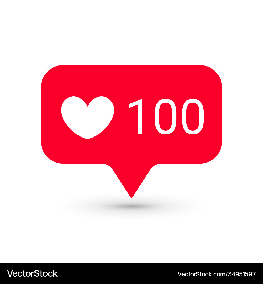 Notification application icon heart like set Vector Image
