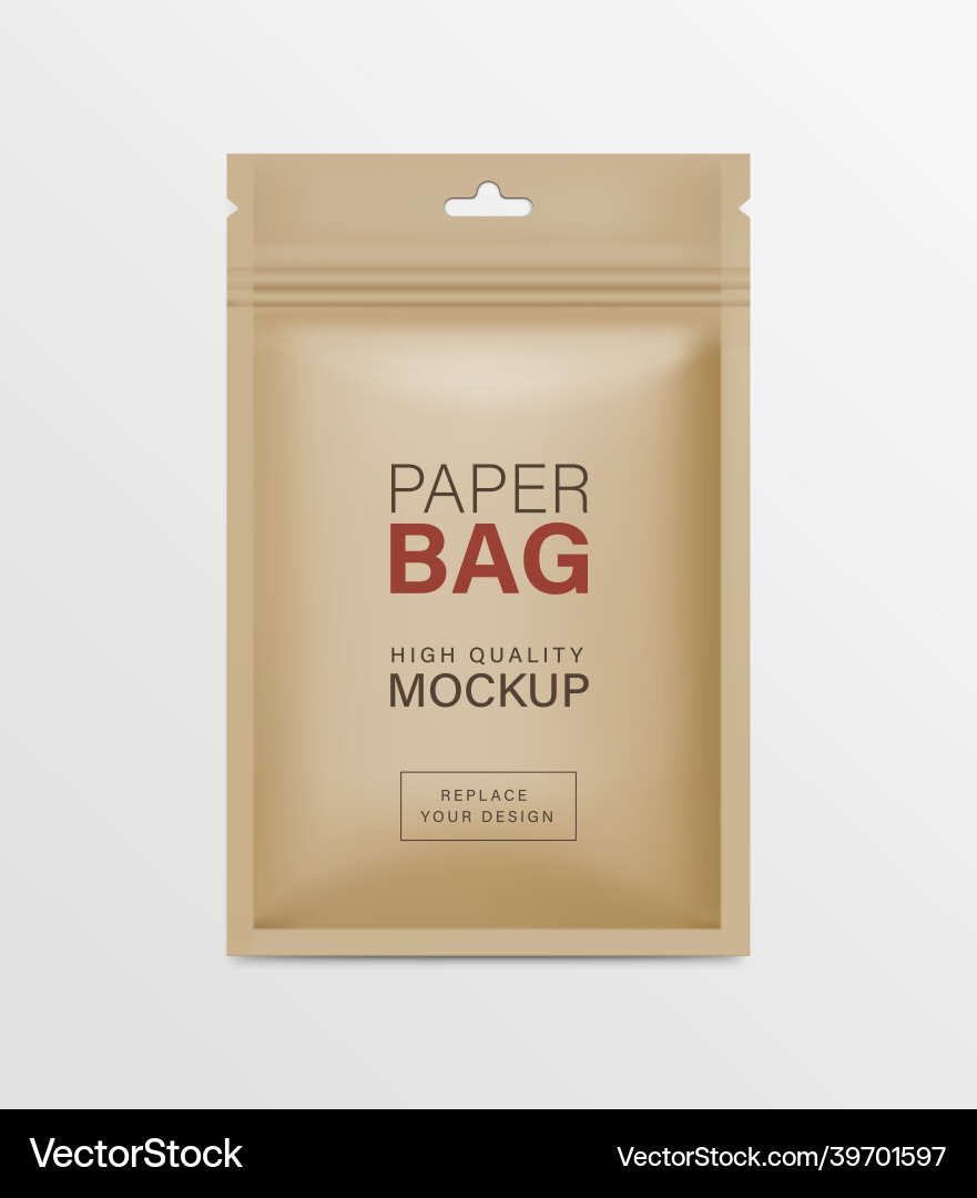 Paper pouch zipper bag packaging mockups Vector Image