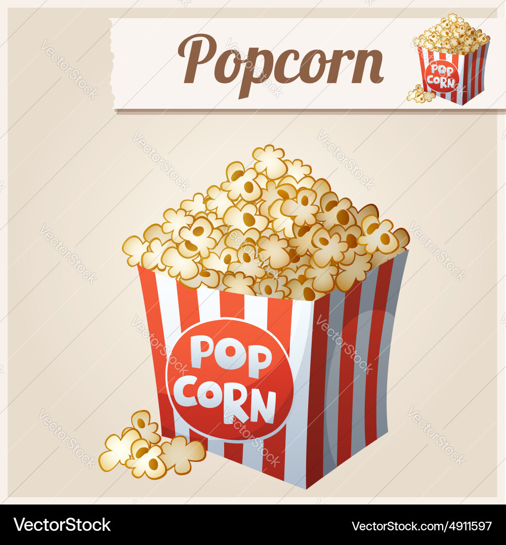 Popcorn box detailed icon Royalty Free Vector Image