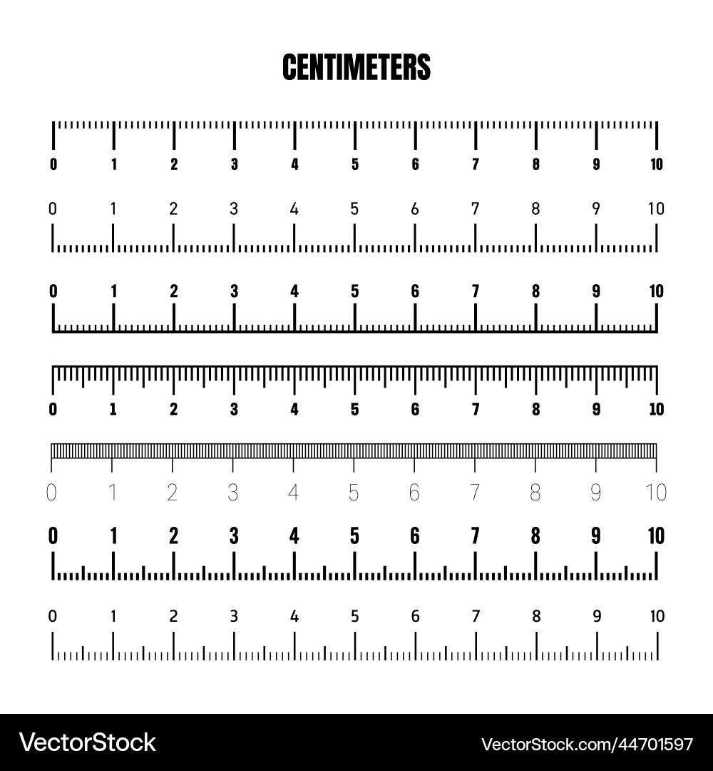 Realistic black centimeter scale for measuring Vector Image