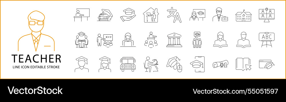 Teacher icon set Royalty Free Vector Image - VectorStock