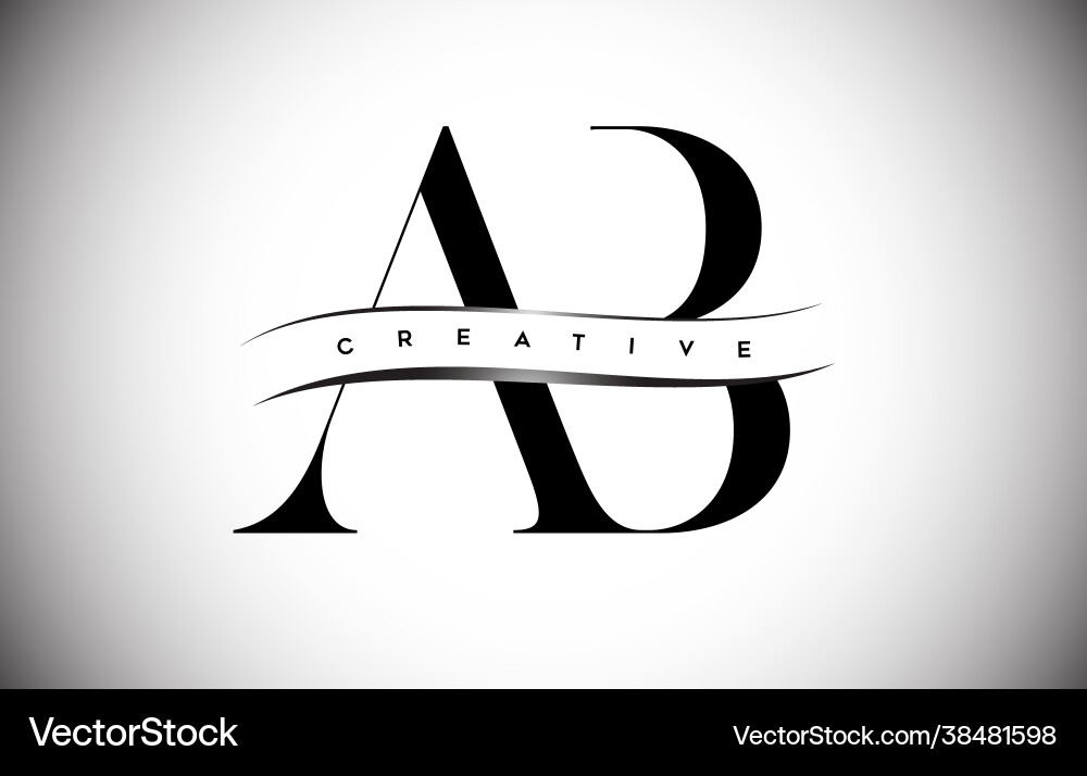 Ab letter logo with serif and creative cut Vector Image