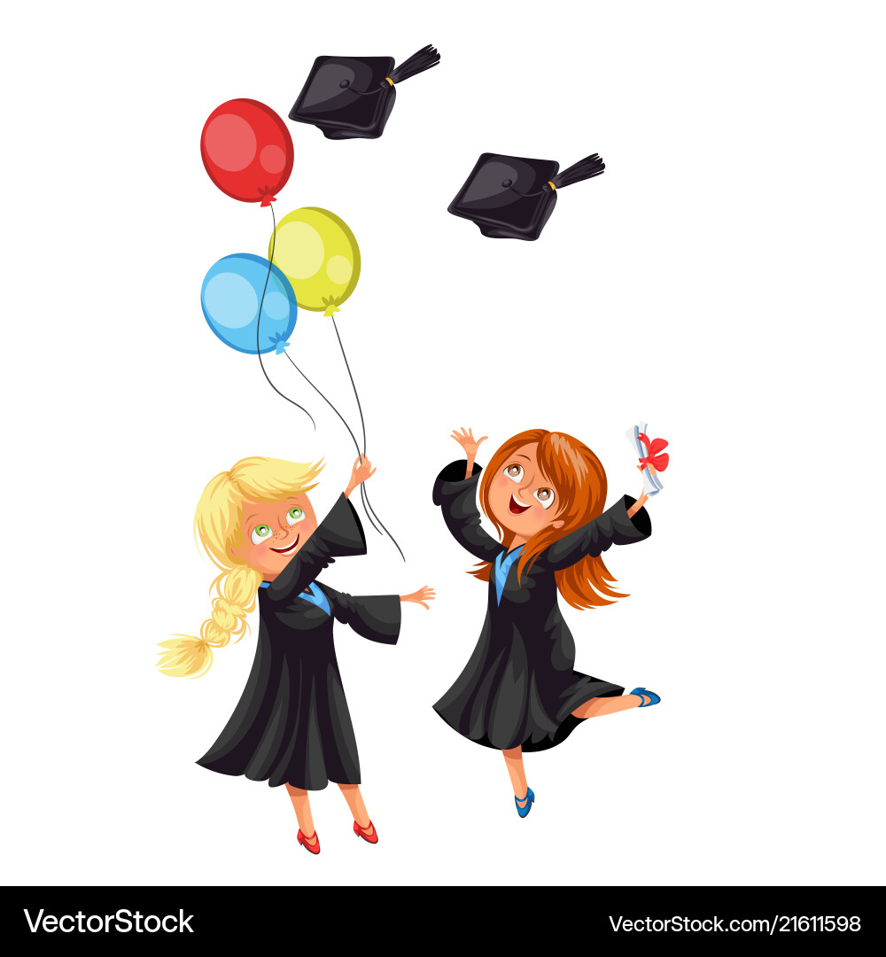 College students poster with happy graduates Vector Image