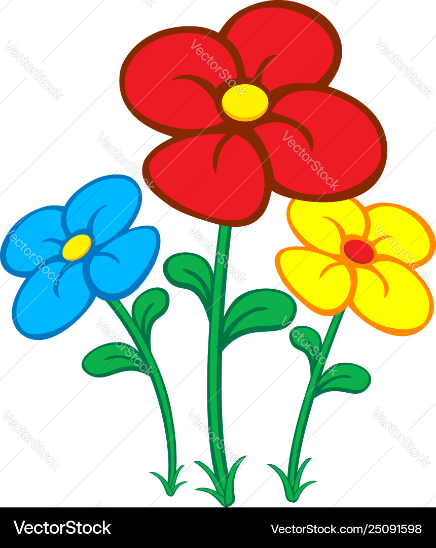 Colorful cartoon flowers Royalty Free Vector Image