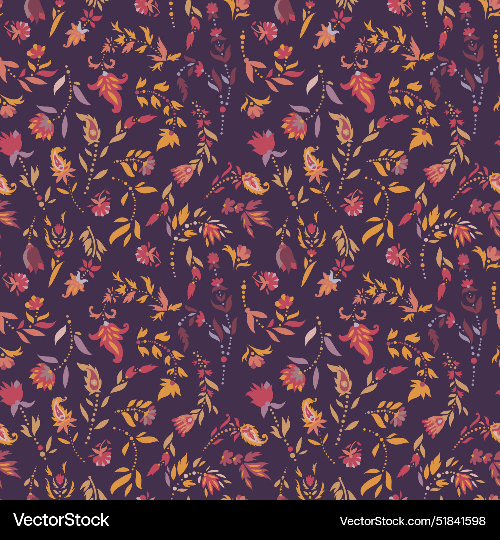 Dark floral pattern with paisley Royalty Free Vector Image