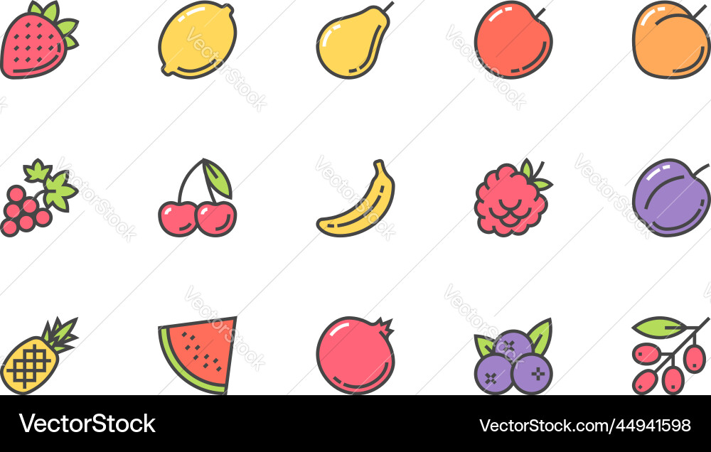Fruits line icons set Royalty Free Vector Image