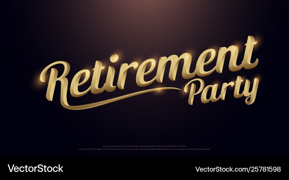 Golden Retirement Celebration Logo Royalty Free Vector Image