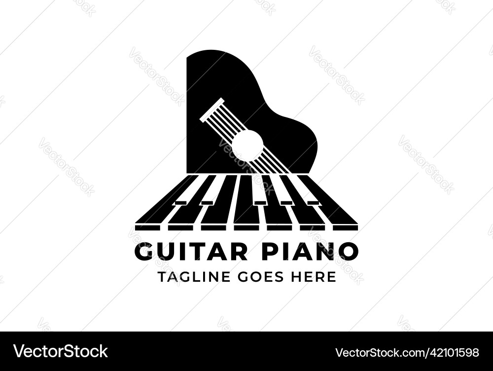 Guitar strings with piano key music instrument Vector Image